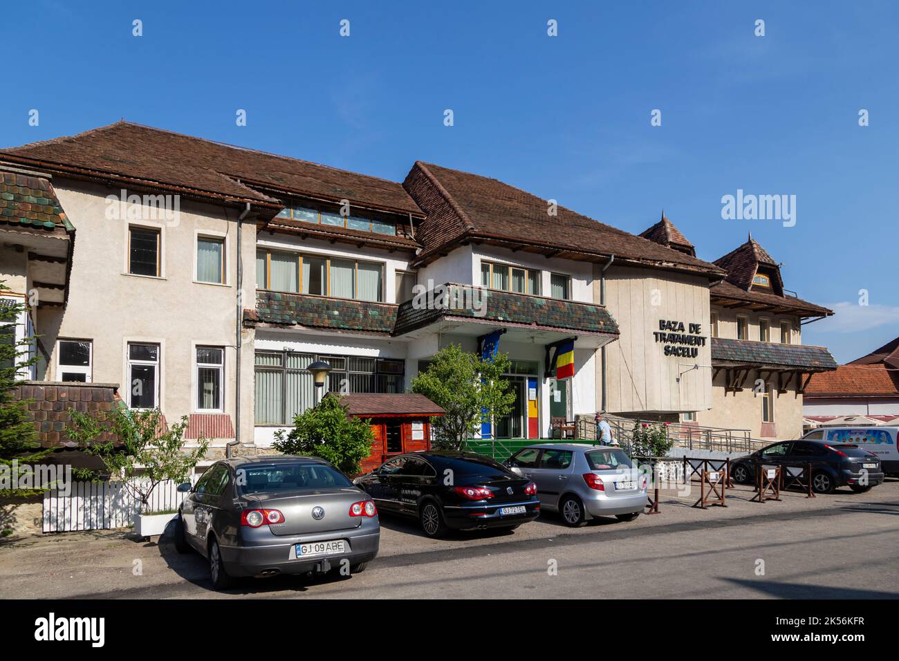 Baile Sacelu, Gorj County, Romania – July 24, 2022: The headquarters of ...