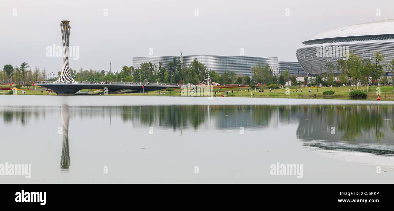 Chengdu, China - 4th October 2022: Panoramic shot of Dong’an Lake ...