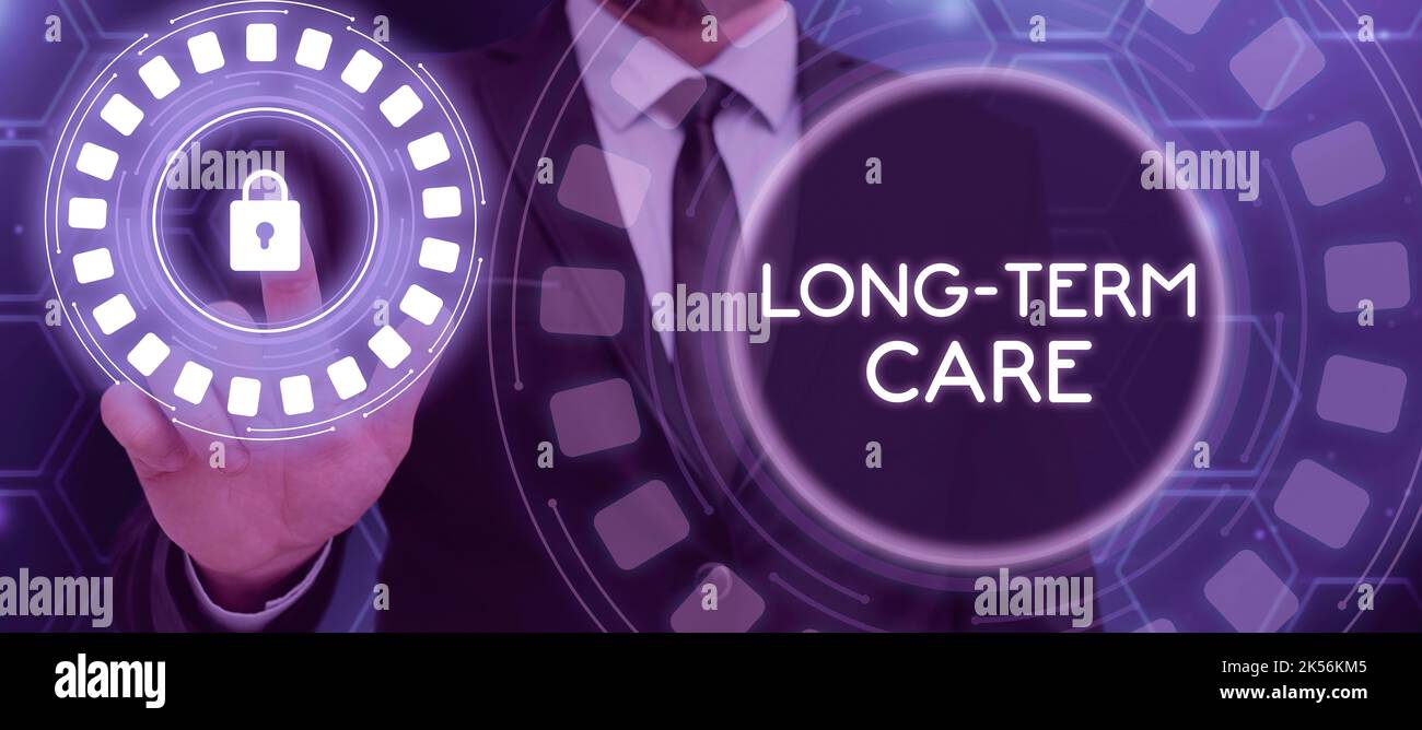 Text showing inspiration Long Term Care, Concept meaning Adult medical ...