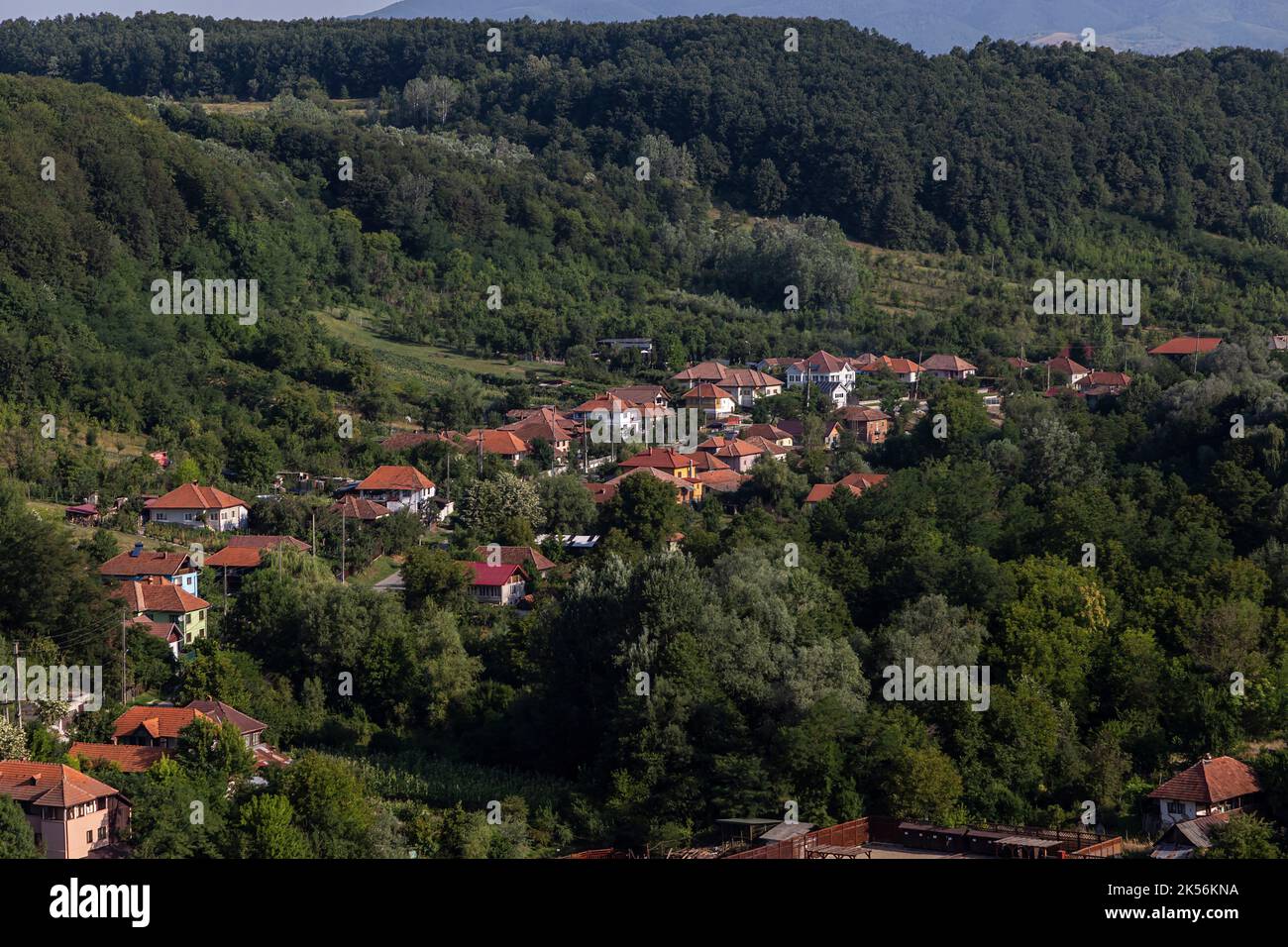 Baile Sacelu, Gorj County, Romania – July 24, 2022: Aerial view of the ...