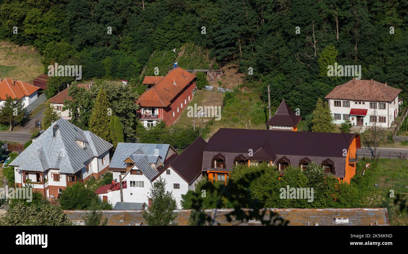 Baile Sacelu, Gorj County, Romania – July 24, 2022: Aerial view of the ...