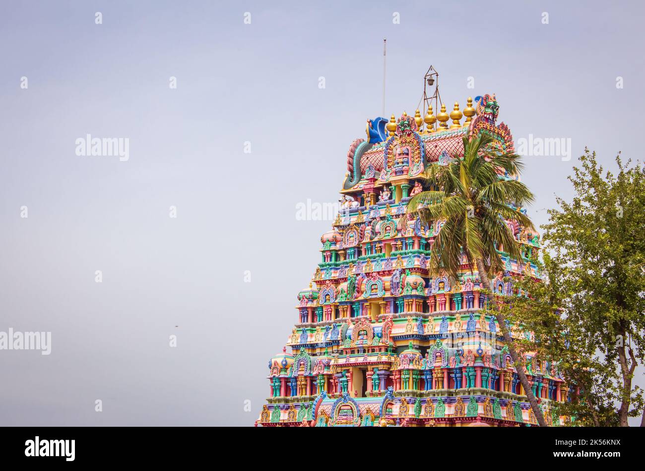 View of the one of the towers of Jambukeswarar Temple, Thiruvanaikaval ...