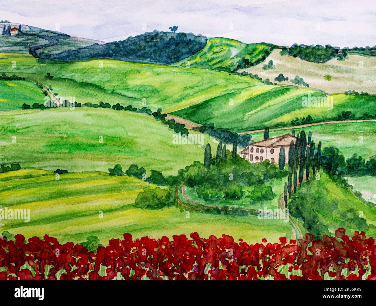 Tuscany hills painting hi-res stock photography and images - Alamy