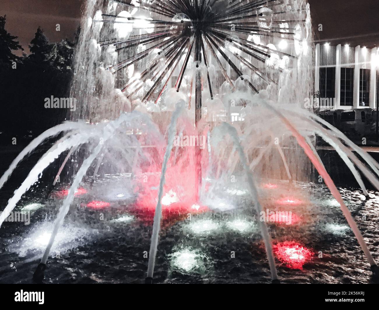 Beautiful fountain colored illumination evening hi-res stock ...