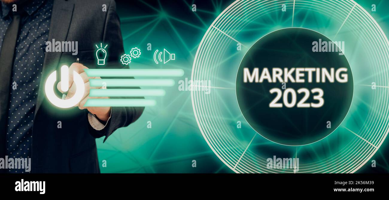 Text showing inspiration Marketing 2023, Word Written on Commercial ...
