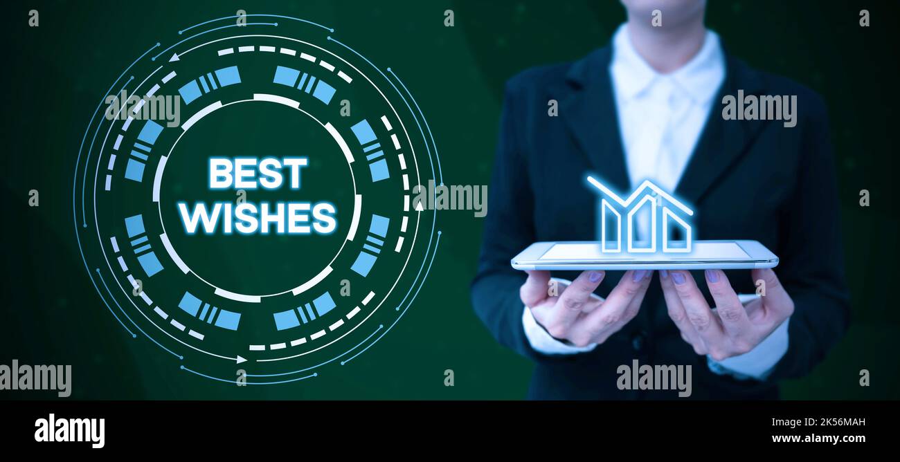 Sign displaying Best Wishes, Word for an expression of hope for someone ...