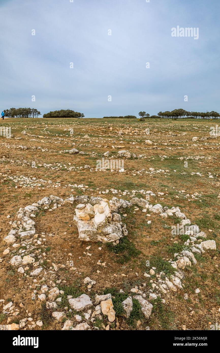 stone labyrinth near Burgos Spain along the Camino Frances Route to ...