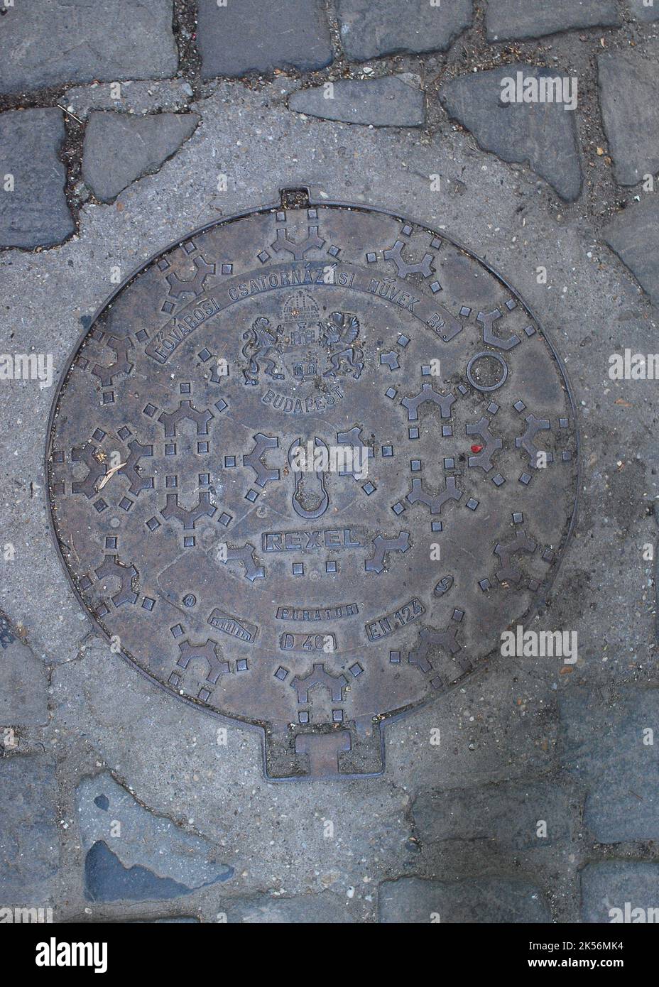Budapest, Hungary - June 21, 2011: Old sewer cap in the Old Town in ...