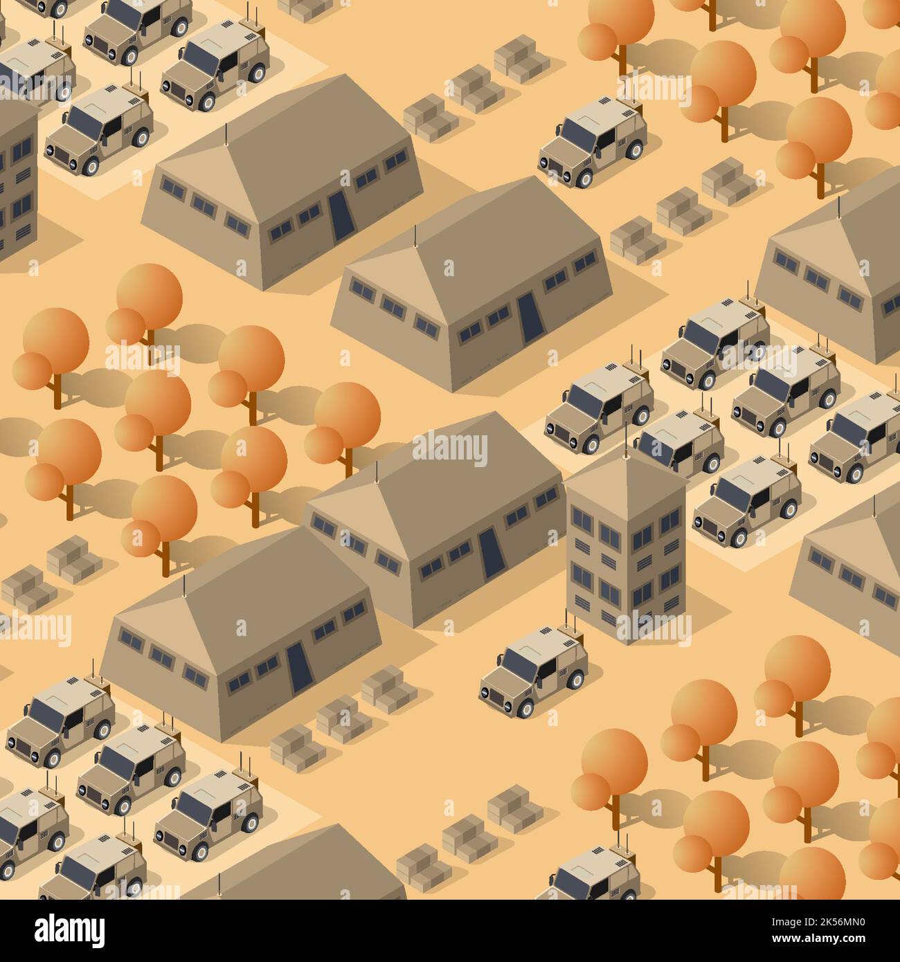 Background 3D illustration army armed troop isometric armed military ...