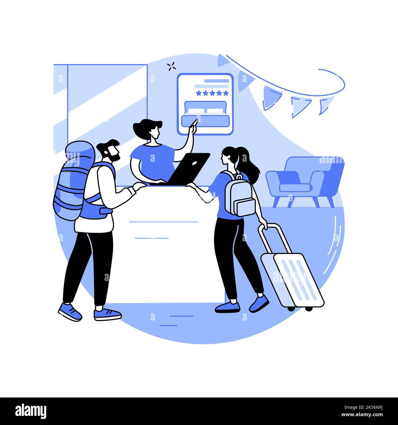 Hostel check-in isolated cartoon vector illustrations Stock Vector ...