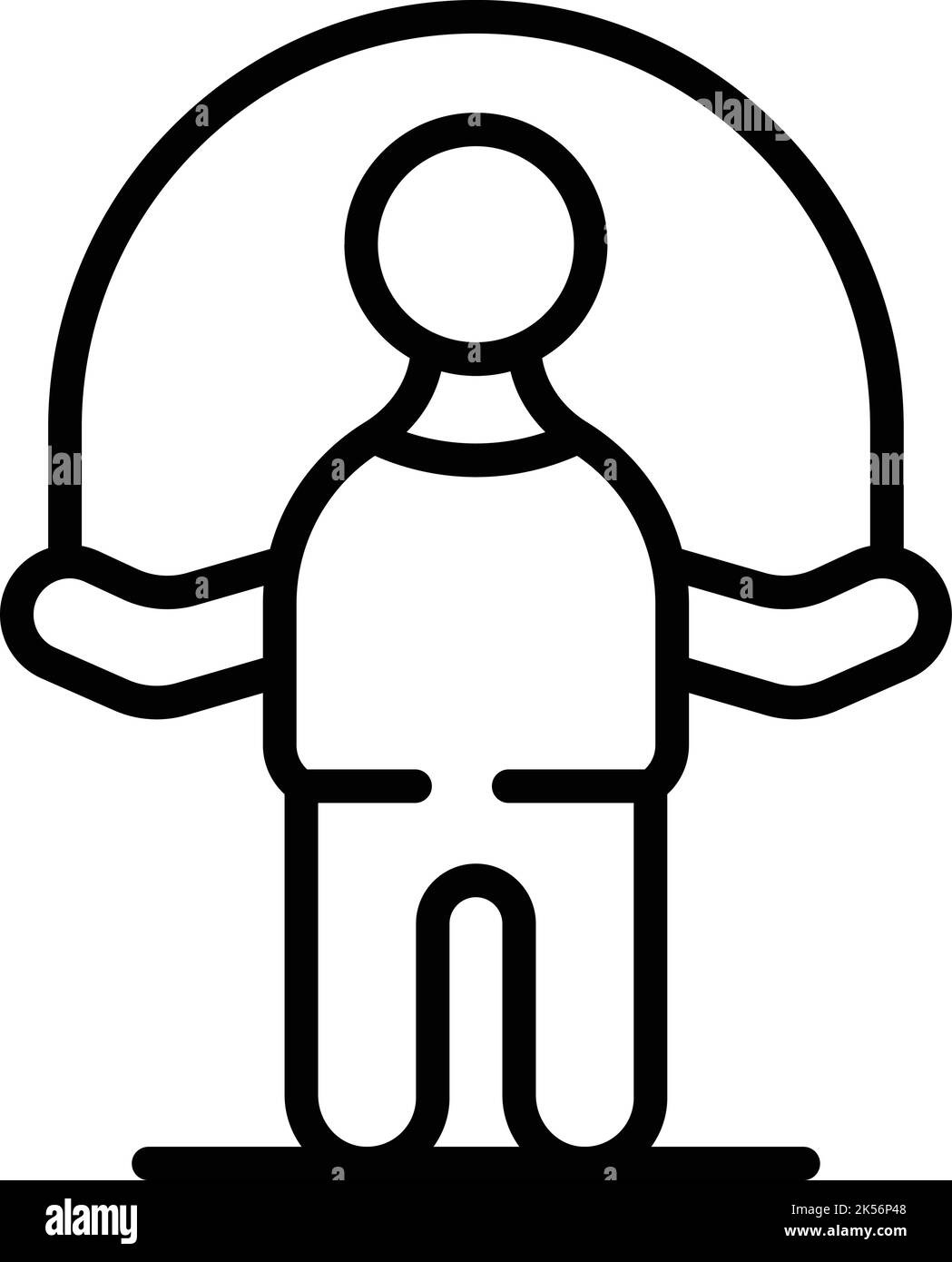 Fat man jump rope icon outline vector. Exercise gym. Child play Stock ...