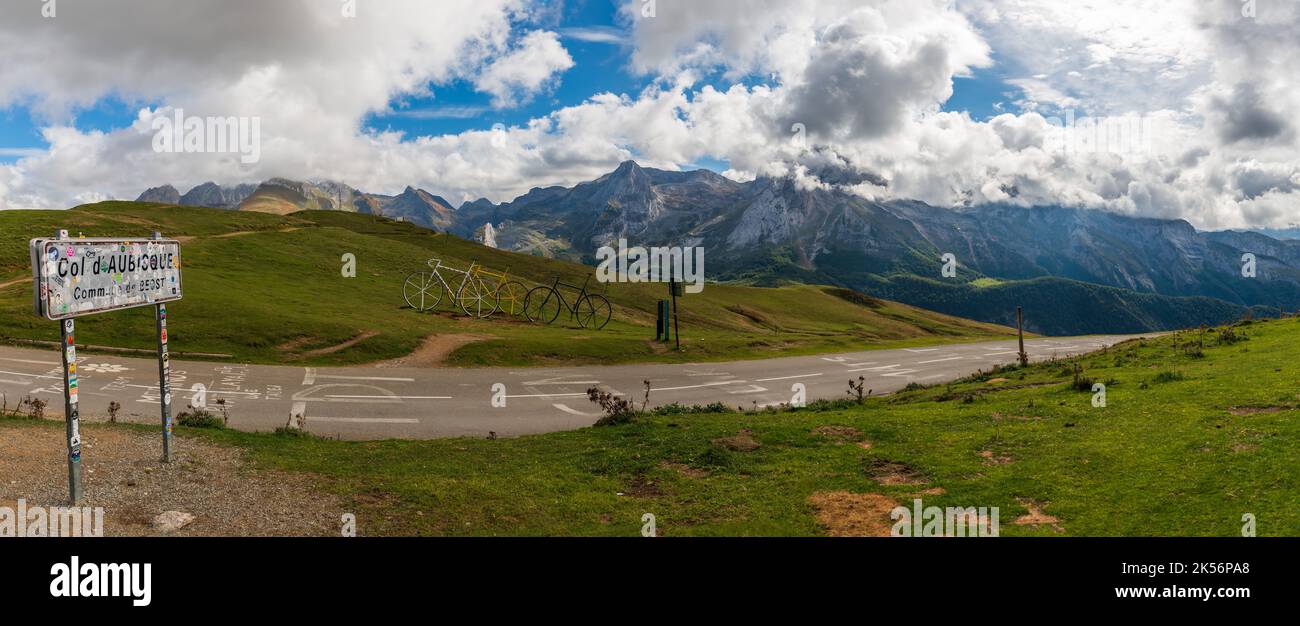 Panorama of the Col d'Aubisque, in the French Pyrenees massif, symbol ...