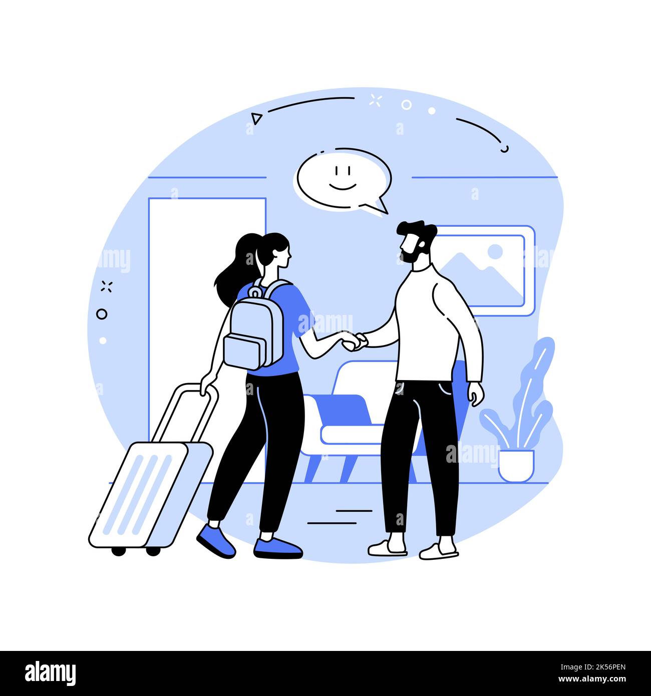 Welcoming guests illustration Cut Out Stock Images & Pictures - Alamy