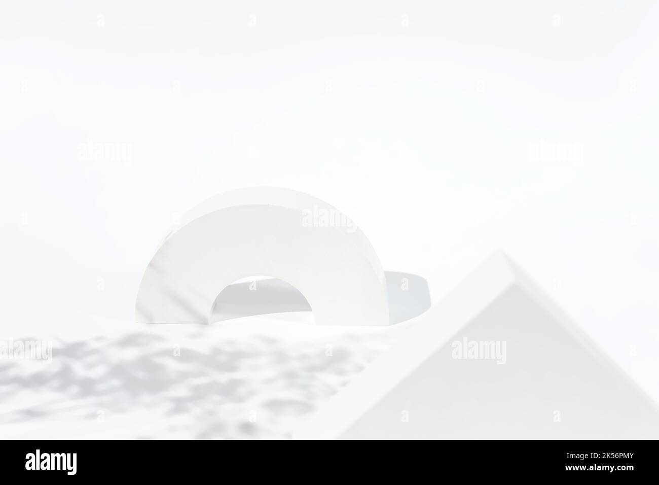 Set of gypsum and clay geometrical shapes on double pastel background ...