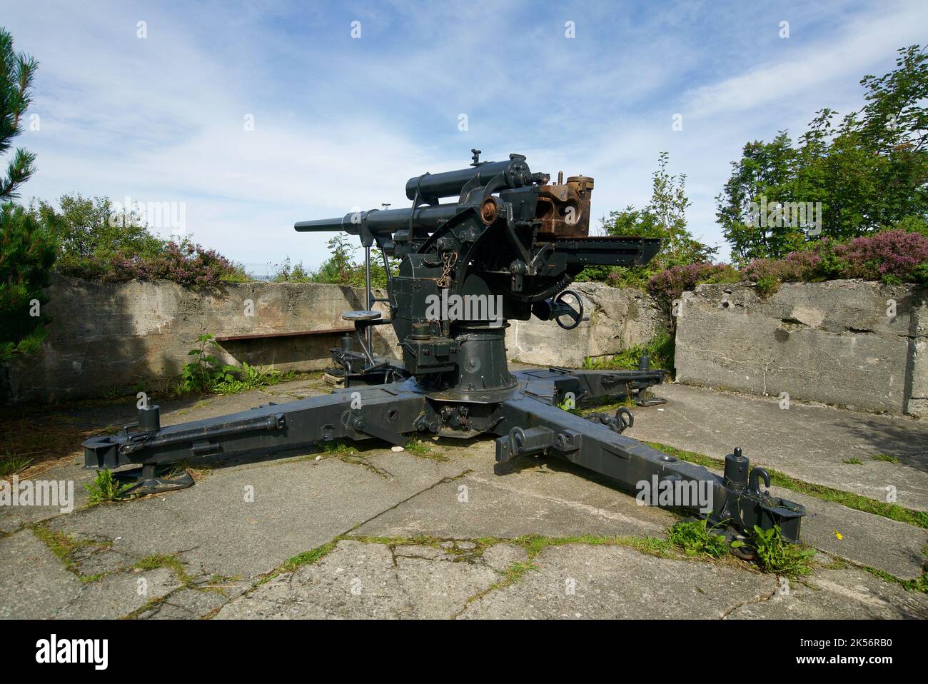 Anti-aircraft gun at a coastal defence fort in Norway (Tueneset Fort ...