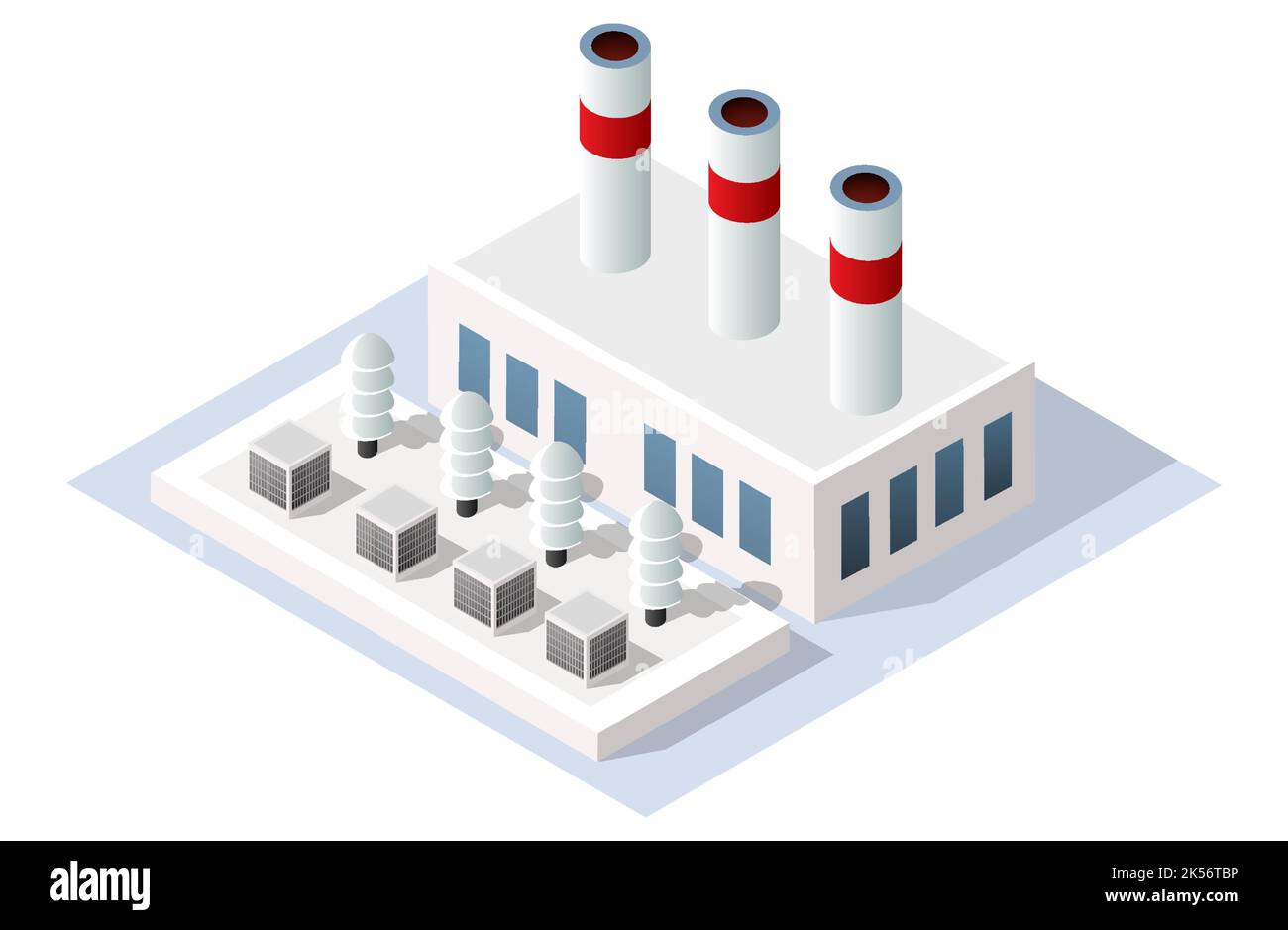 Landscape of industrial objects plant, factories, 3d illustration Stock ...