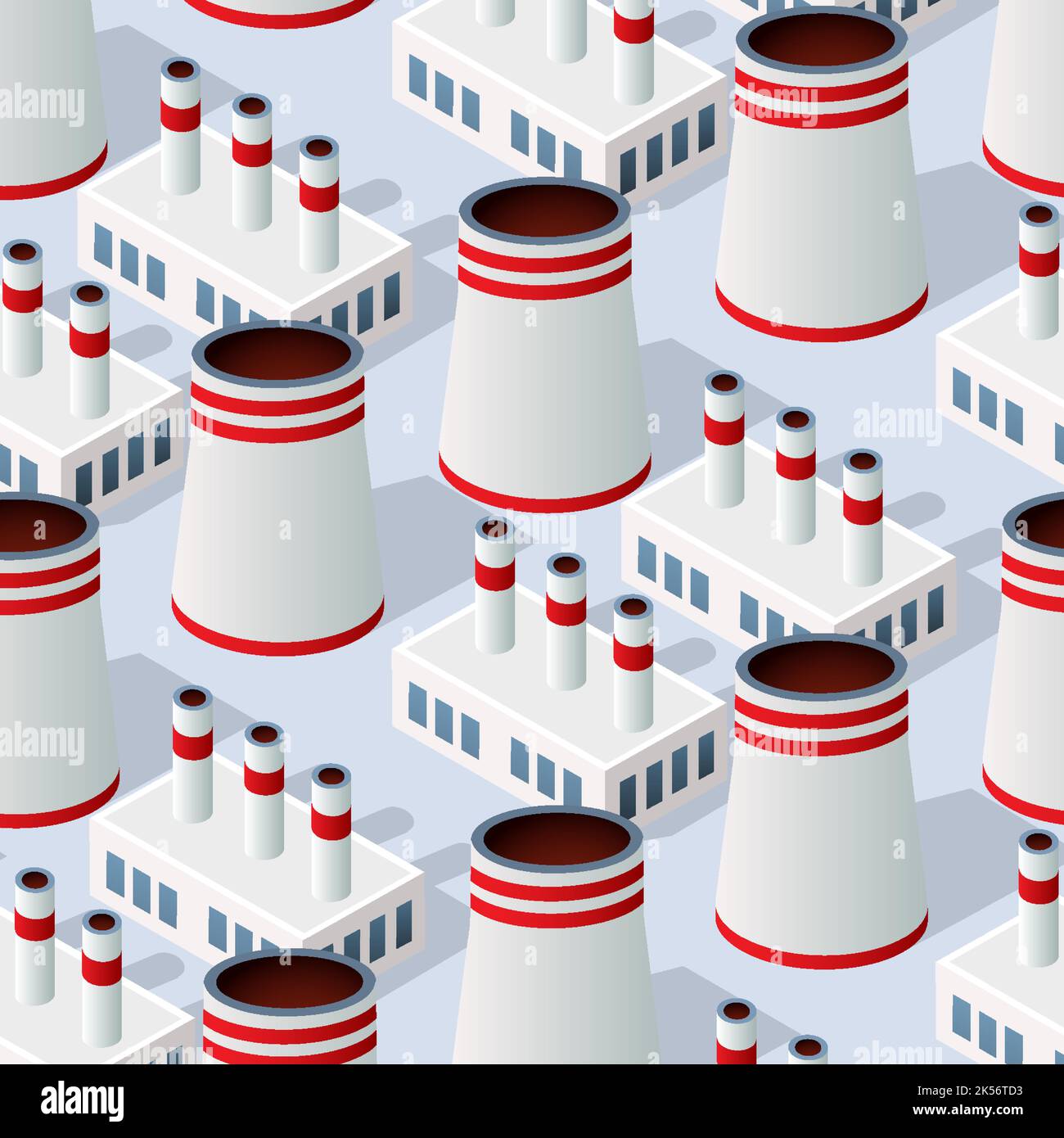 Industrial pattern of the 3d illustration of industrial objects plant ...