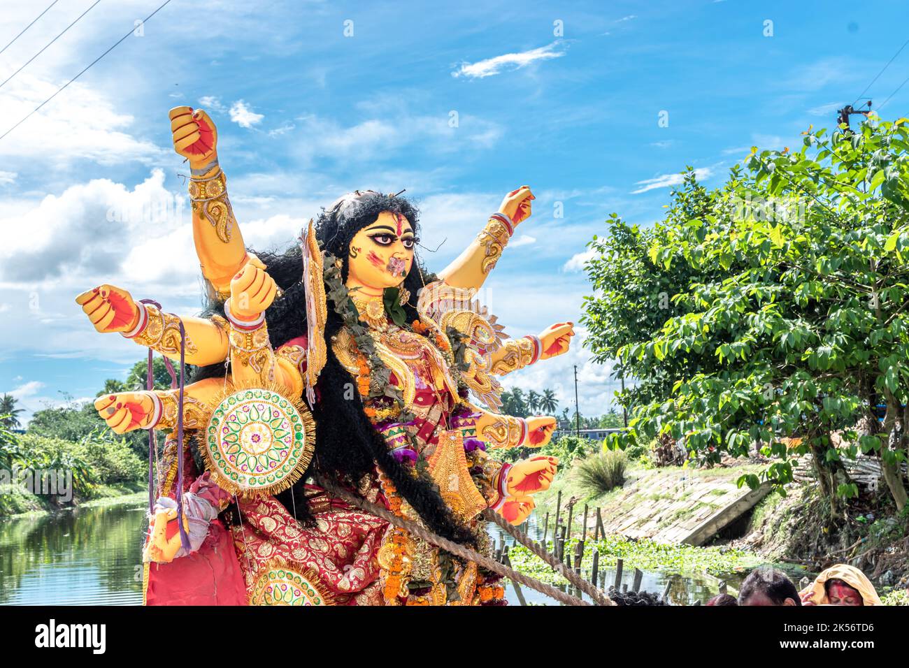 Devotees immerse Durga Idol on River Ganges during the last day of ...
