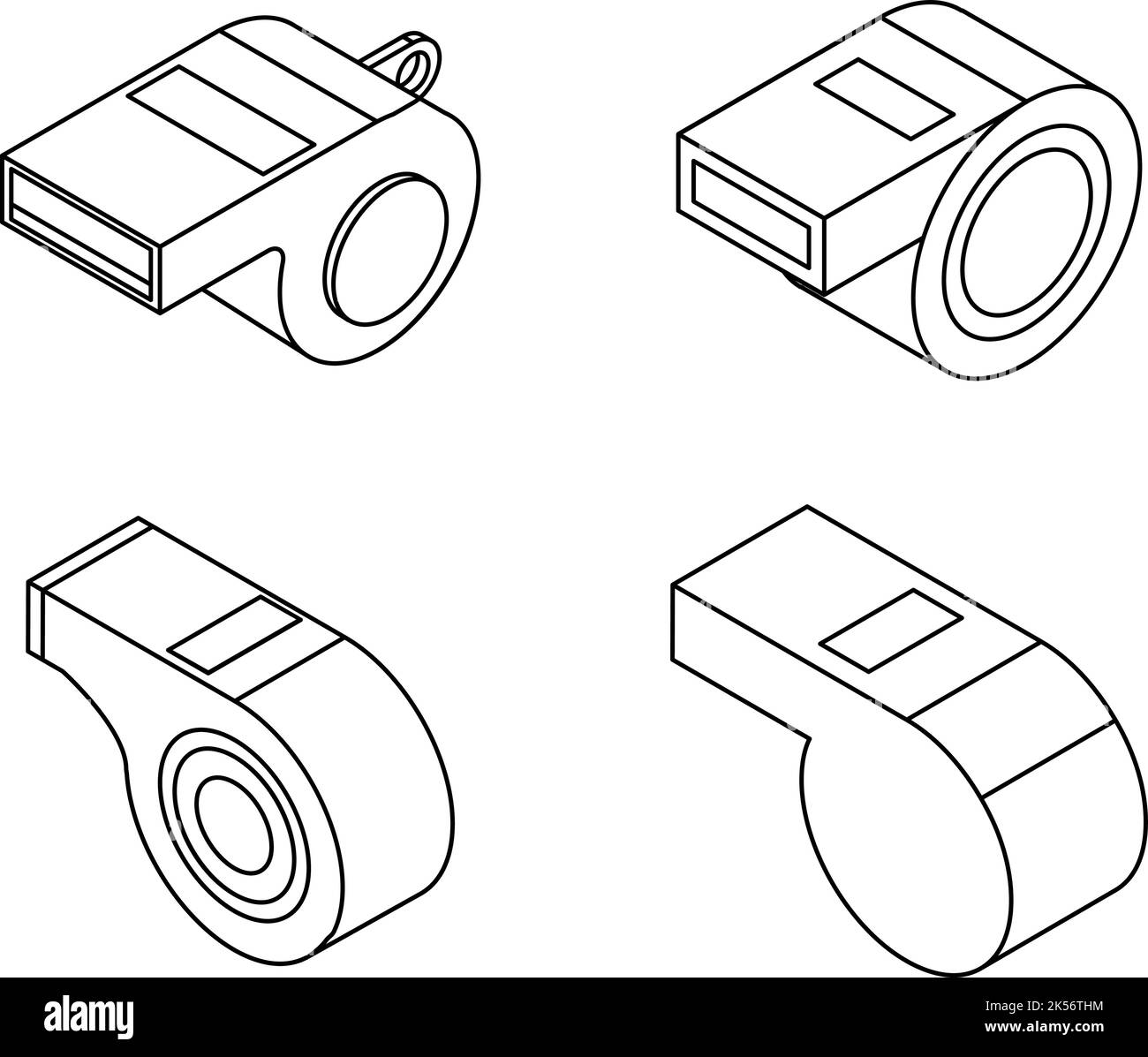 Whistle icon set. Isometric set of whistle vector icons outline ...