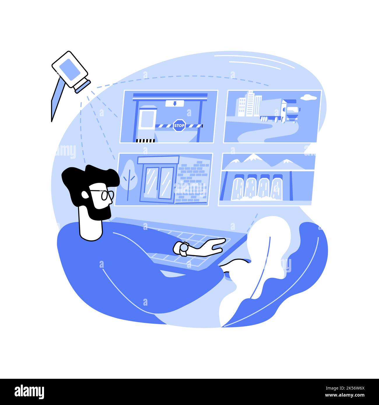 Security monitoring and analysis isolated cartoon vector illustrations ...