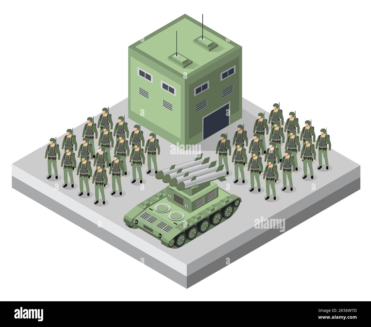 Set of army armed soldiers troop isometric armed military 3D illustration Stock Vector Image ...