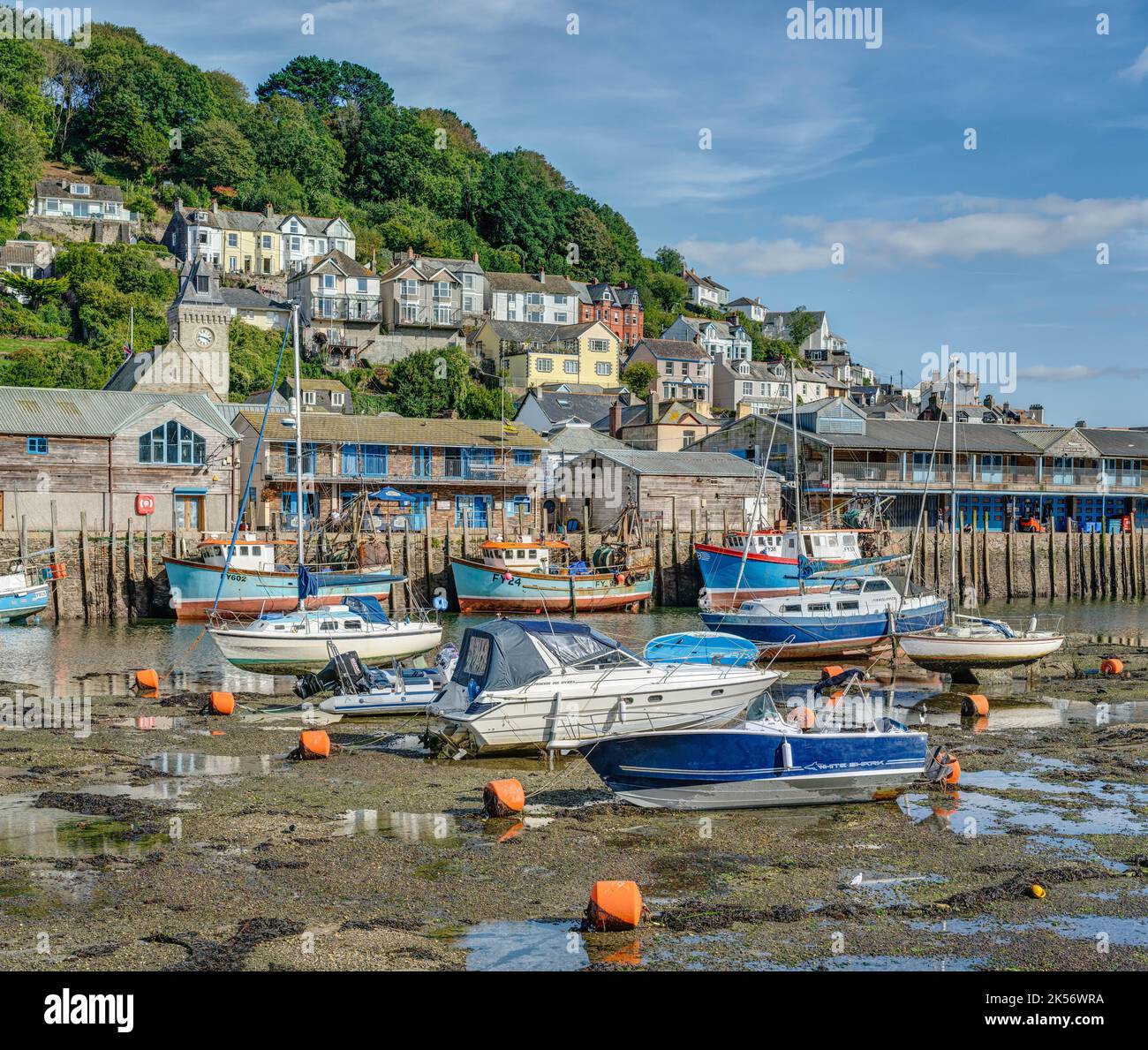 A view across Looe harbour looking from West to East over the estuary ...