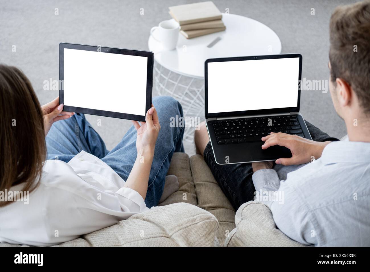 digital life family couple computer mockup Stock Photo - Alamy