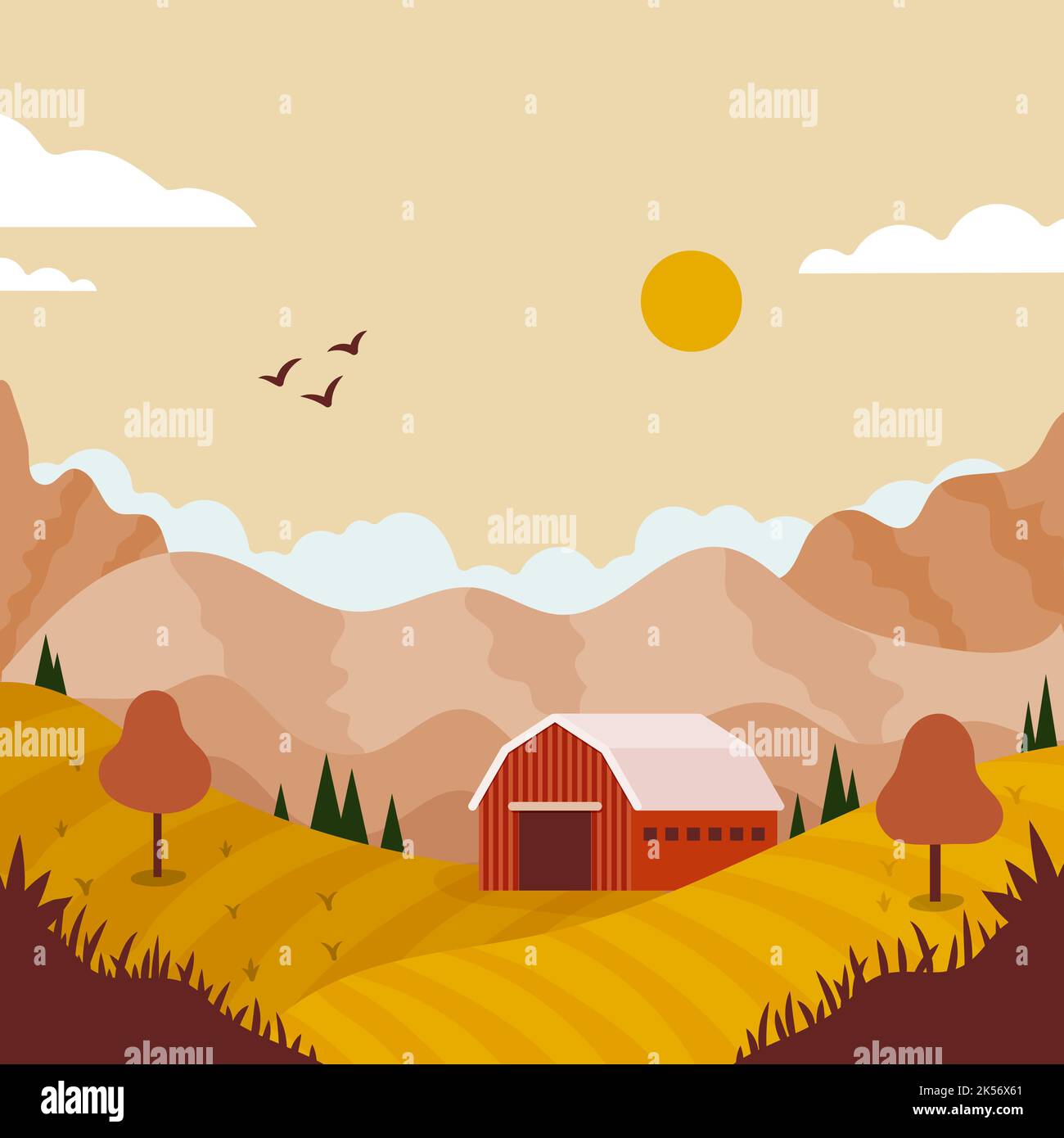 Bucolic valley farm Stock Vector Images - Alamy