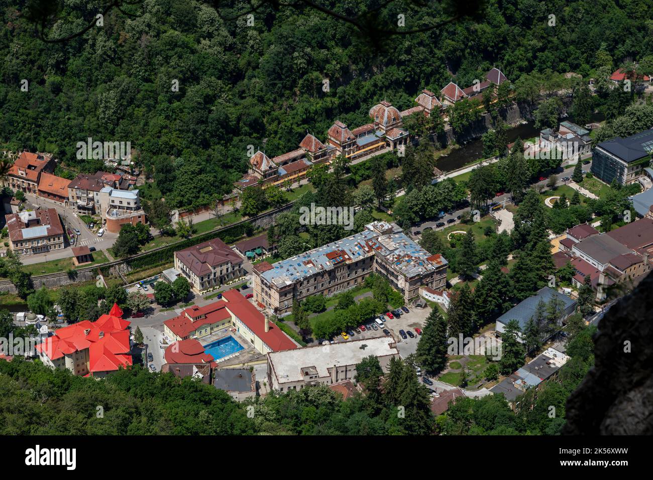 Baile Herculane ( Herculane Bath ), Romania - June 13, 2022: Aerial ...