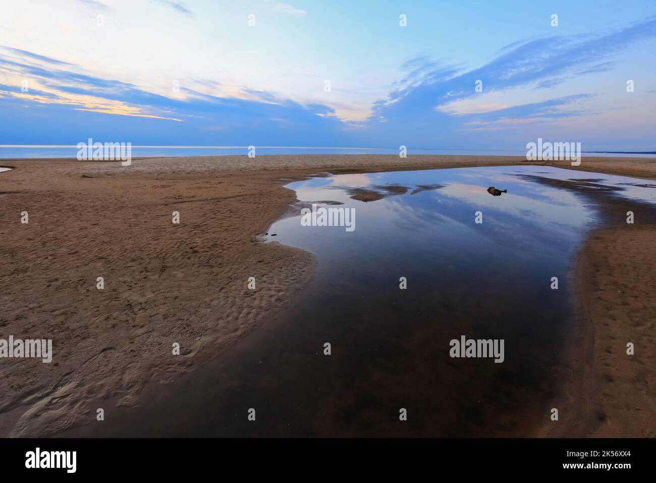 Sandy beach at the Rigas bay in the town Saulkrasti, Latvia Stock Photo ...