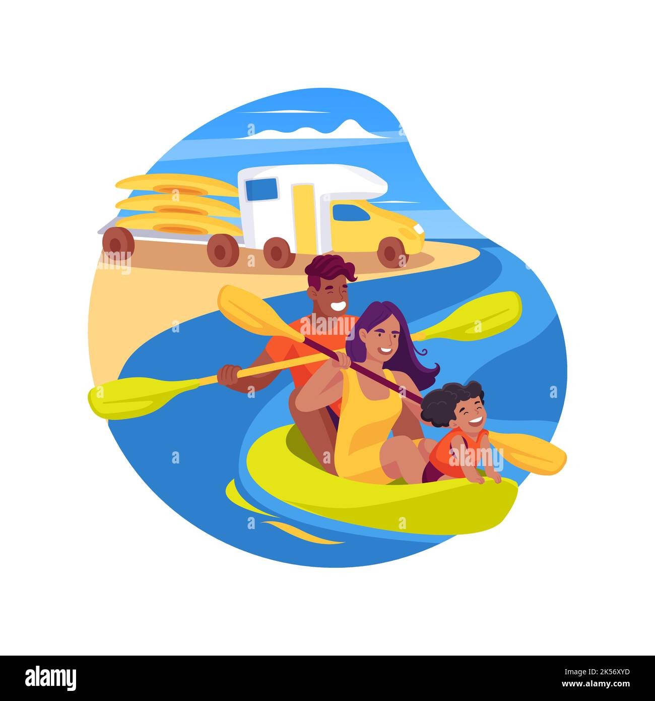 Canoe campground delivery isolated cartoon vector illustration Stock ...
