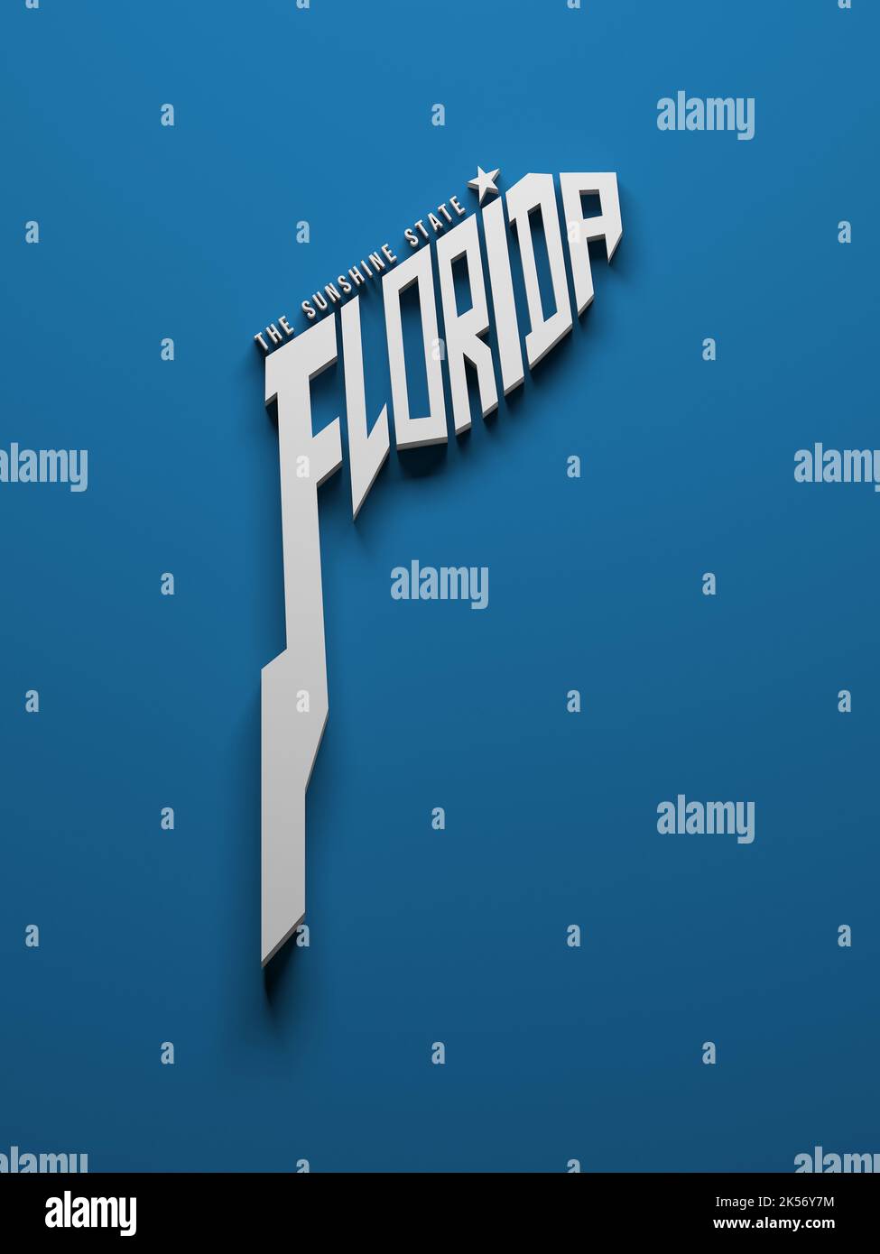Florida Lettering Map Logo words embedded in shape 3D new render ...