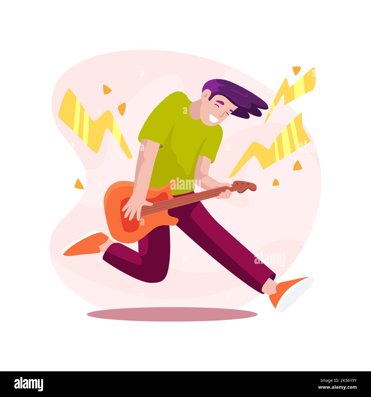Playing electric guitar isolated cartoon vector illustration Stock ...