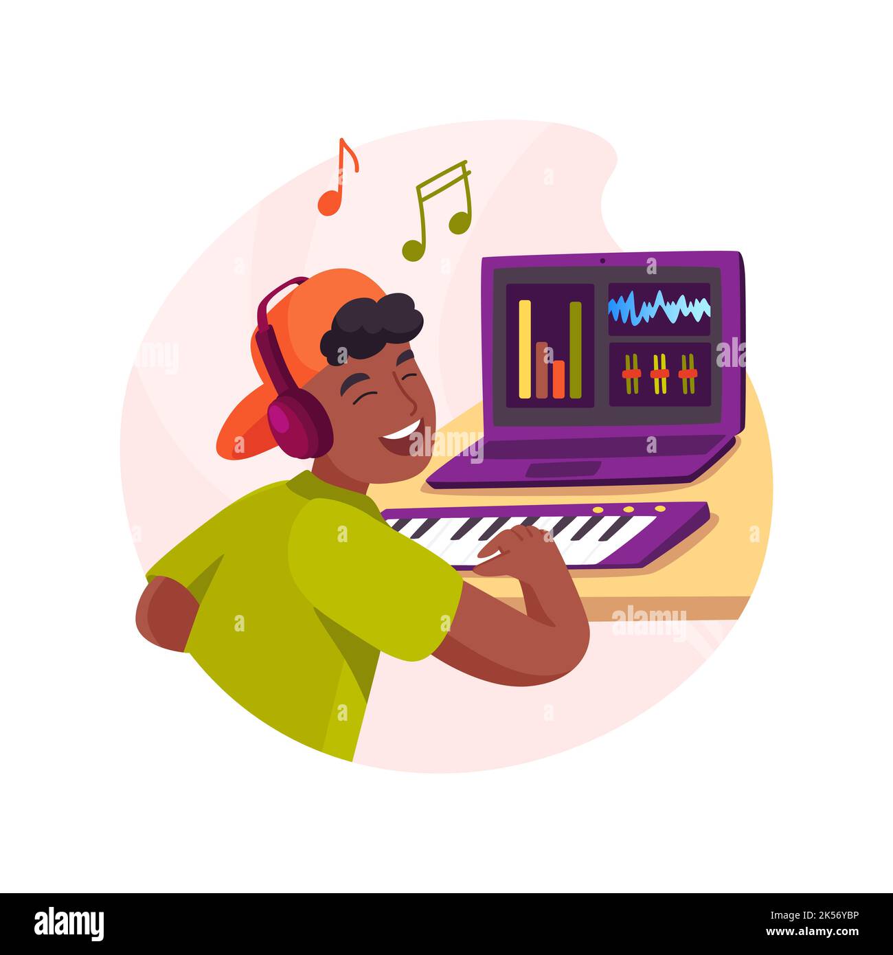 Making electronic music isolated cartoon vector illustration Stock ...