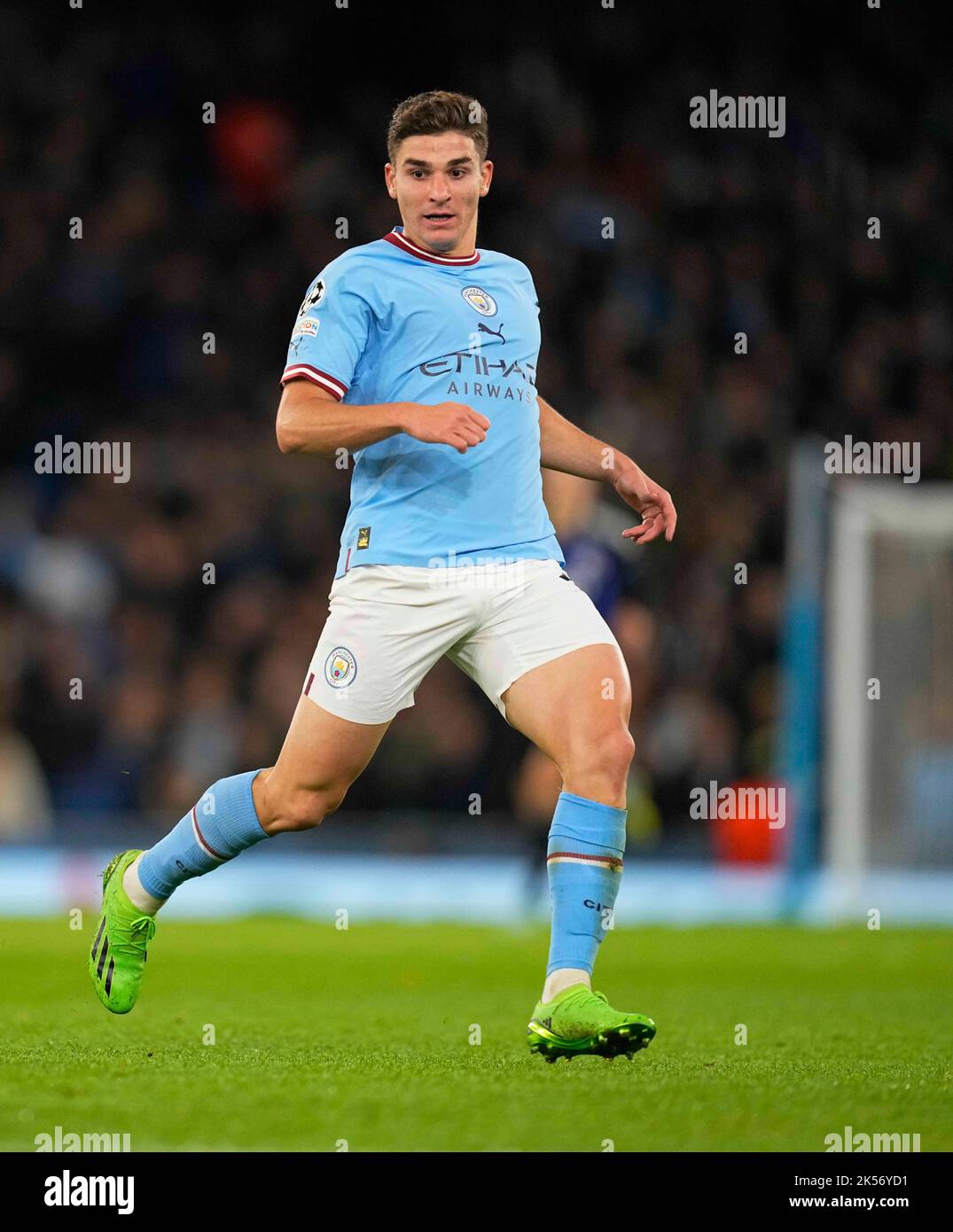 October 5, 2022: JuliÃn Ã lvarez (Manchester City) looks on during ...