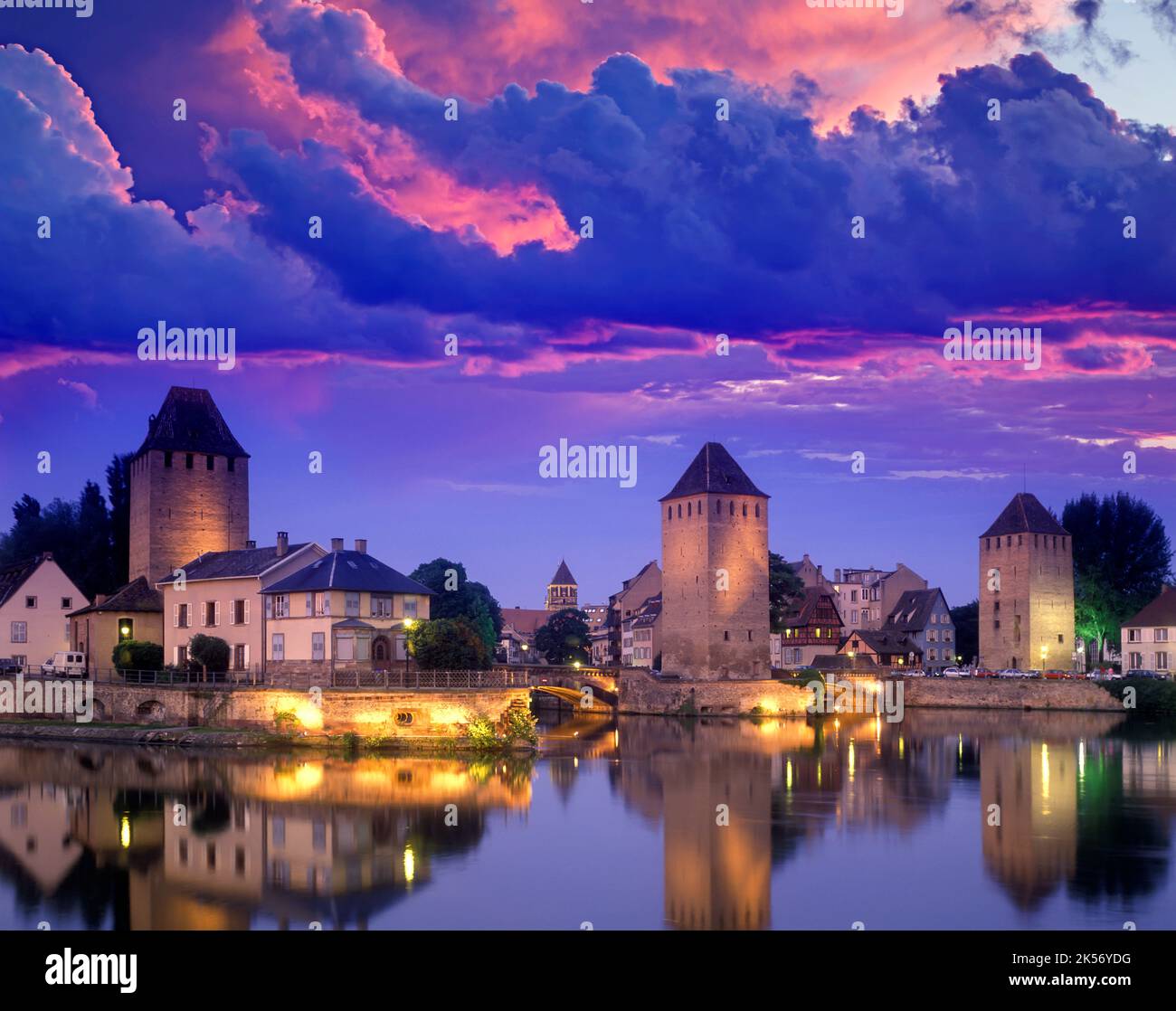 OLD STONE COVERED BRIDGE PETITE FRANCE RIVER ILL STRASBOURG ALSACE ...
