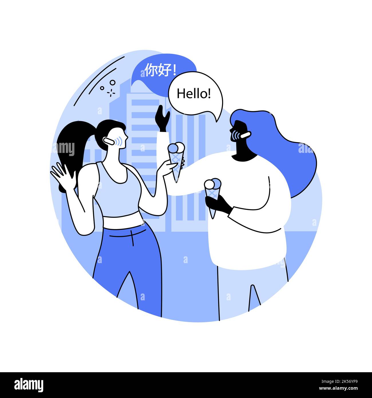 Earbuds for translation in real-time isolated cartoon vector ...