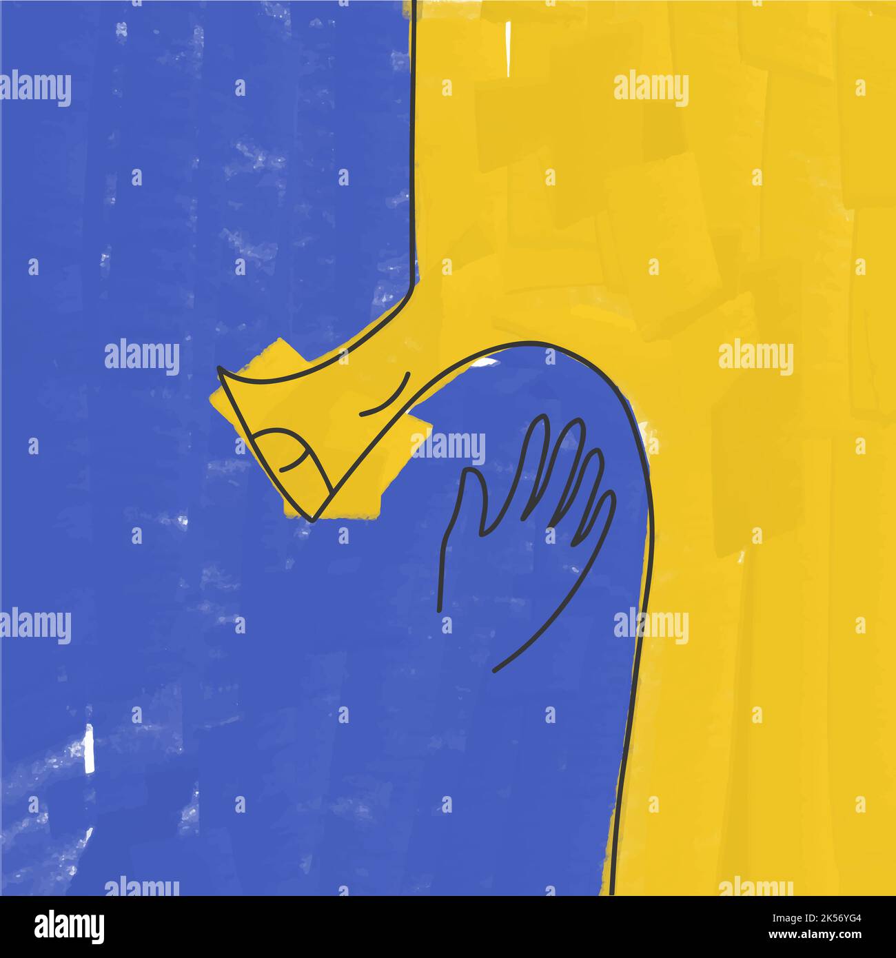 Support, hugs, hands, peace, no war, colors of the flag of Ukraine ...