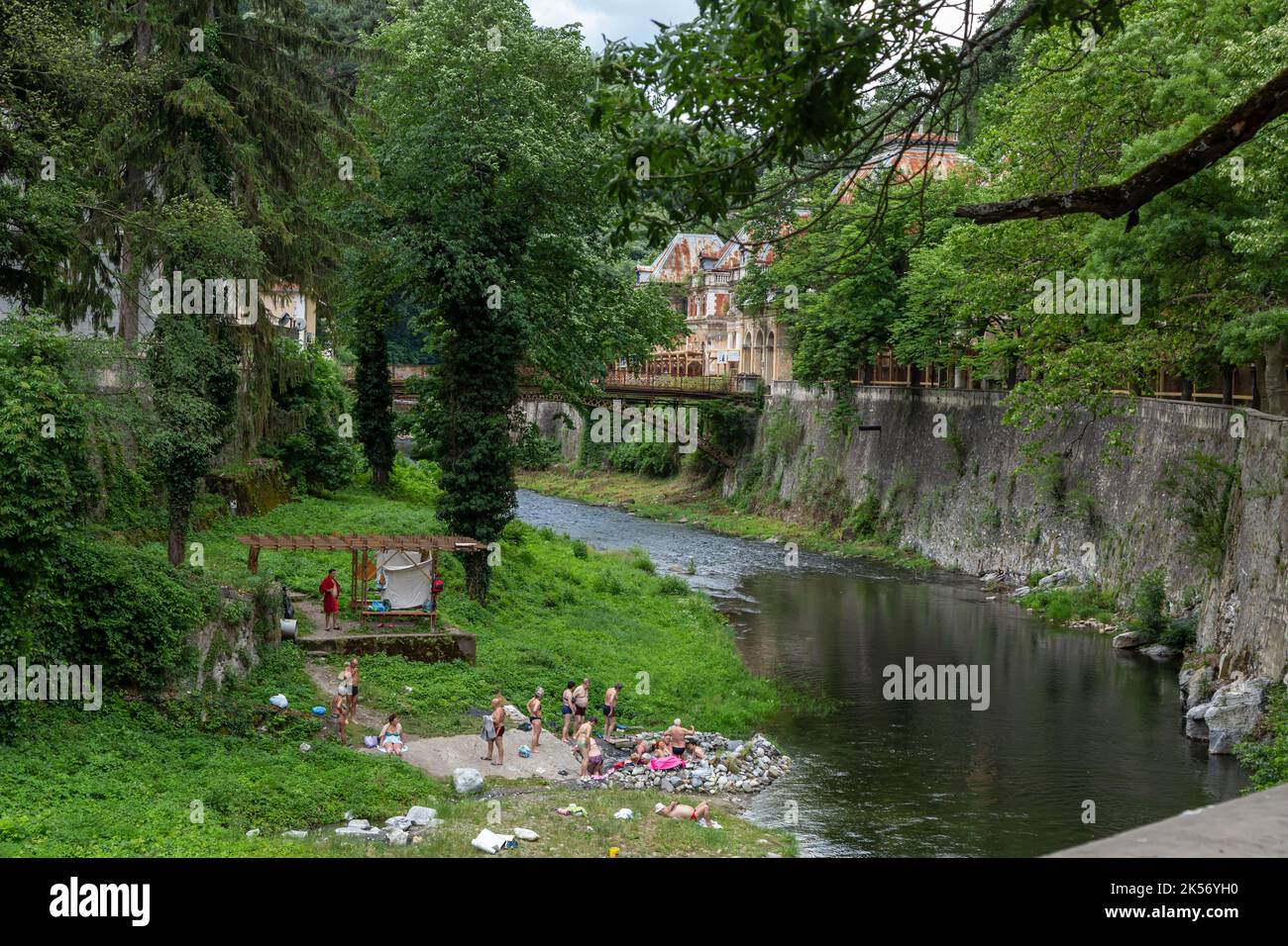 View of thermal springs in Baile Herculane, Caras-Severin, Romania ...
