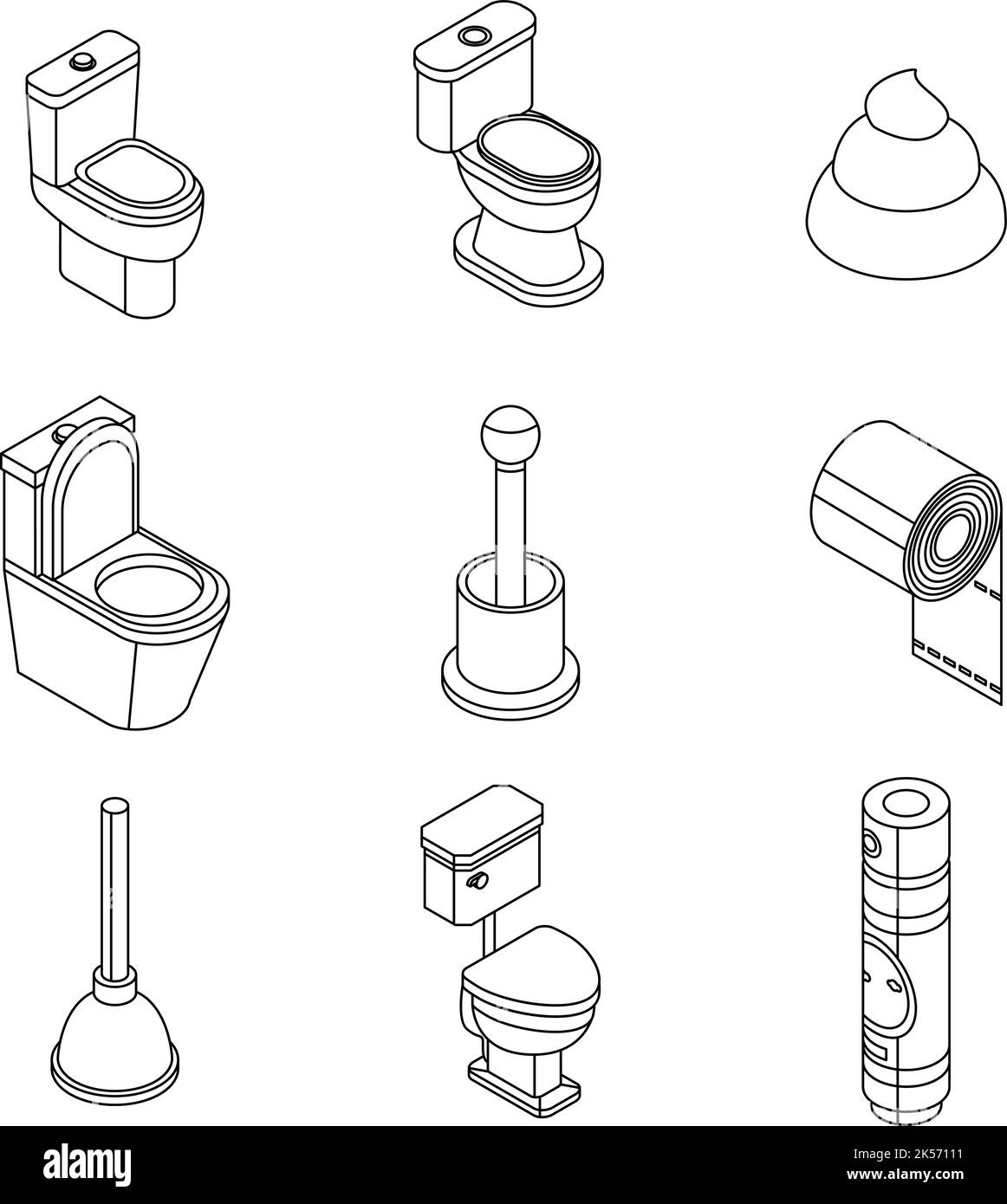 Toilet bathroom icon set. Isometric set of toilet bathroom vector icons ...