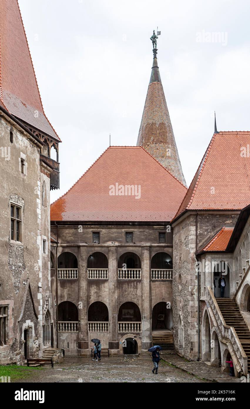 Images from the inner courtyard of the Hunedoara Castle, also known a ...