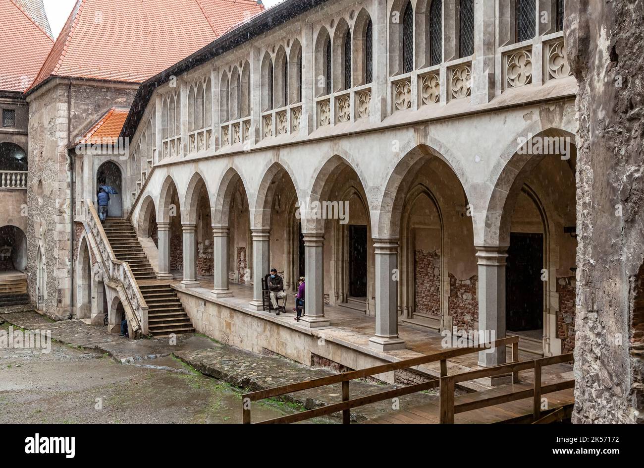 Images from the inner courtyard of the Hunedoara Castle, also known a ...
