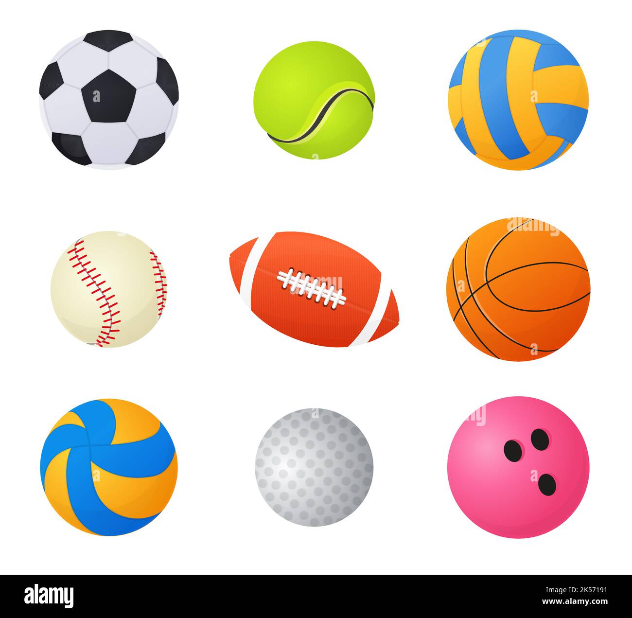 Sport balls for games - flat design style objects set Stock Vector ...