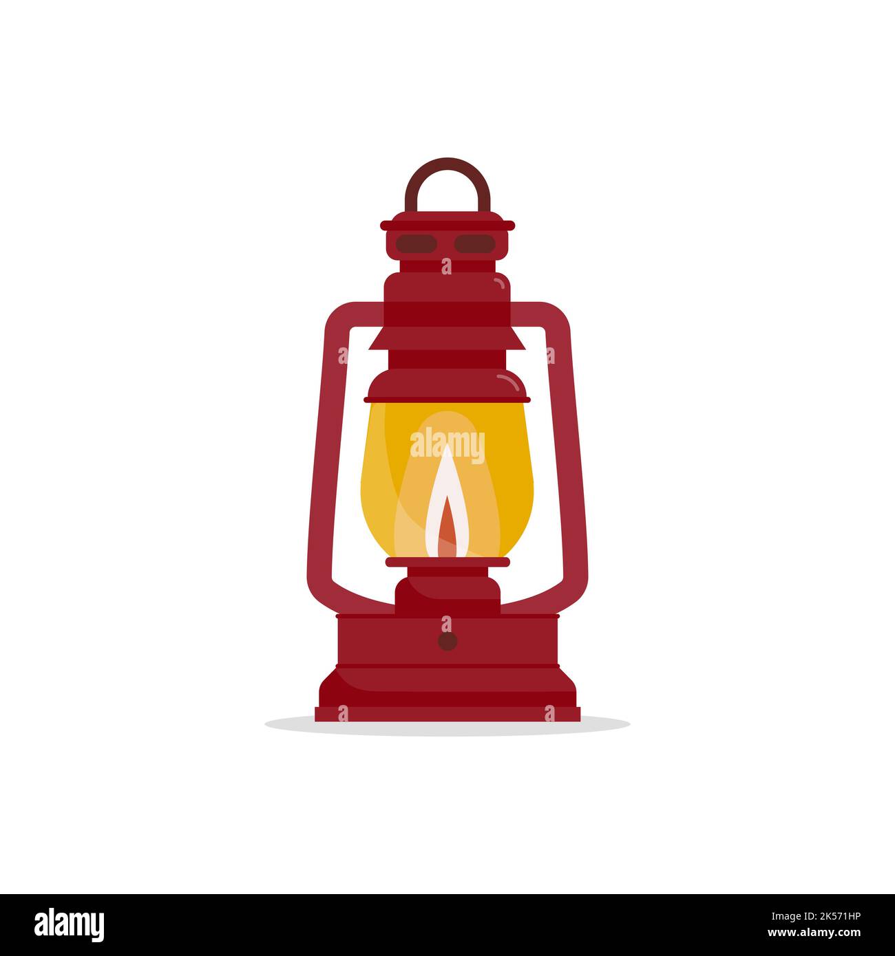 Old lantern isolated. Burgundy retro oil lamp with the flame on. Vector ...