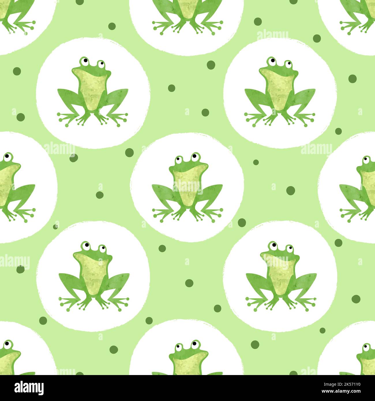 Cute watercolor frog pattern. Seamless polka dot background for kids ...