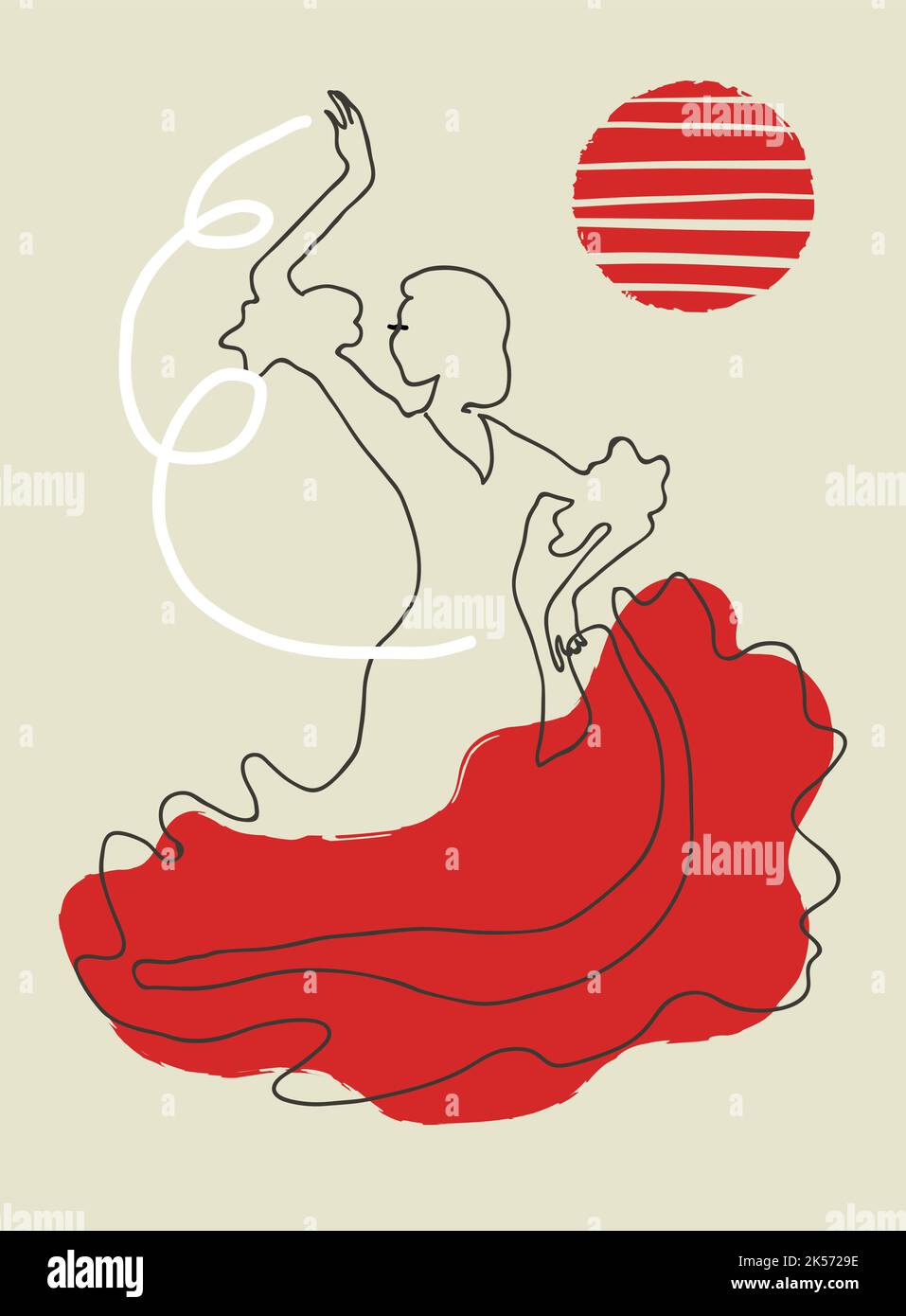 Flamenco dancer vector illustration. Spanish girl. Modern line art ...