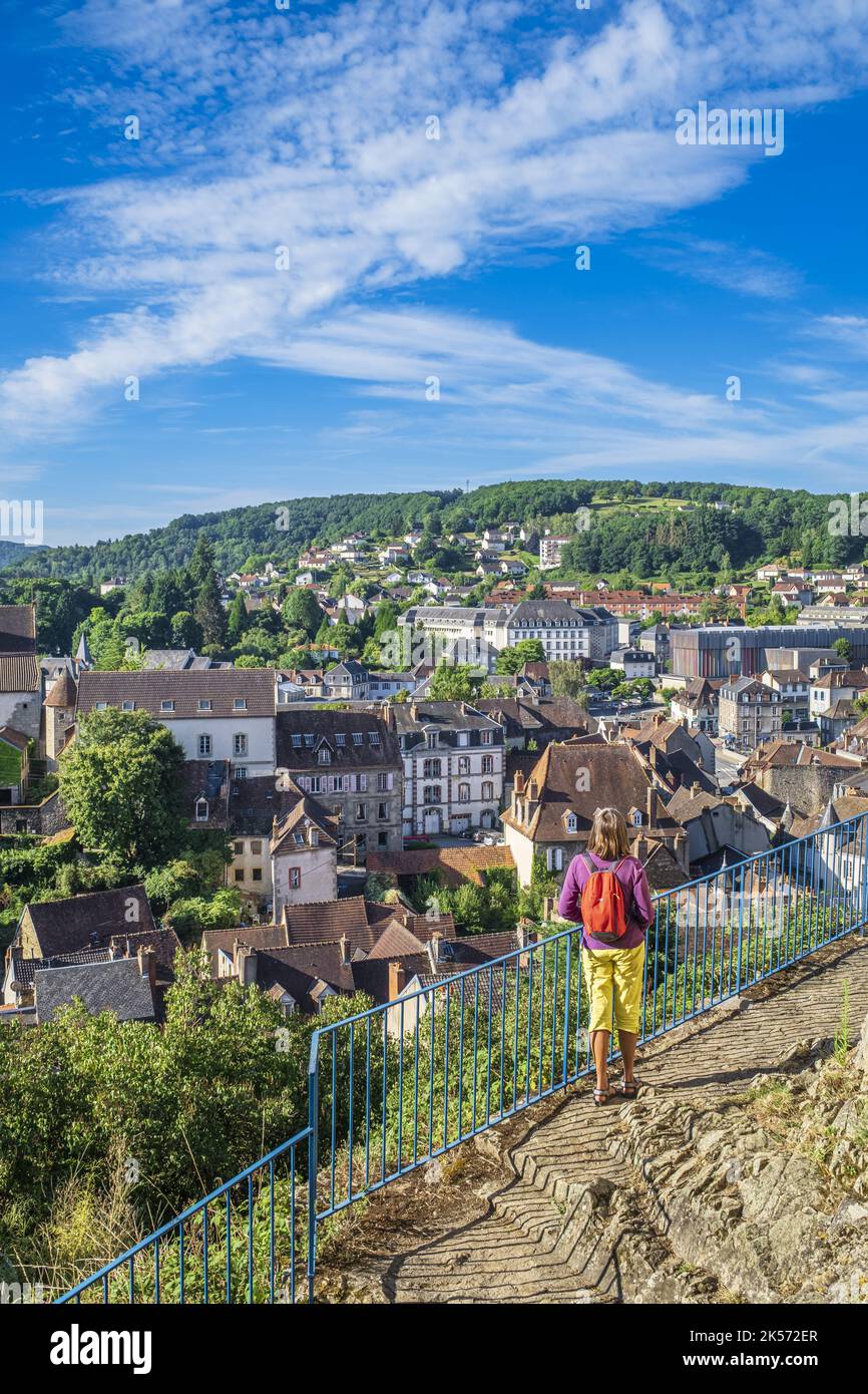 France, Creuse, Aubusson, panorama of the historic center from the ...