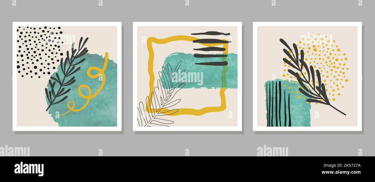 Set of abstract creative minimalist posters for wall art. Trendy floral ...