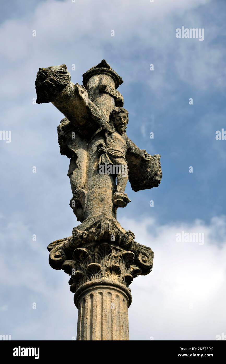 France, Haute Saone, Chariez, double cross dated 16th century, Christ ...