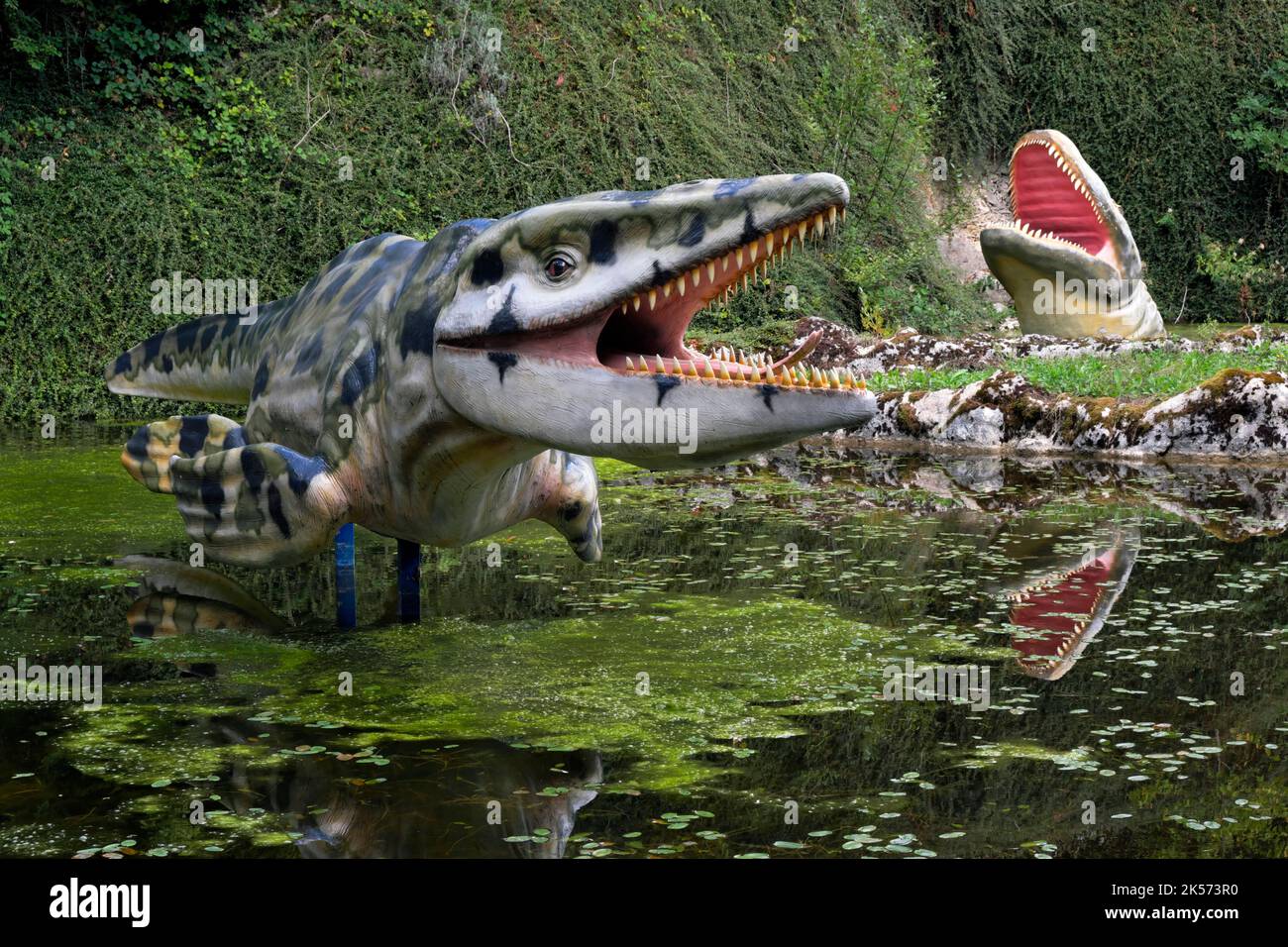 France, Doubs, Charbonnieres les Sapins, Dino Zoo, prehistoric park ...